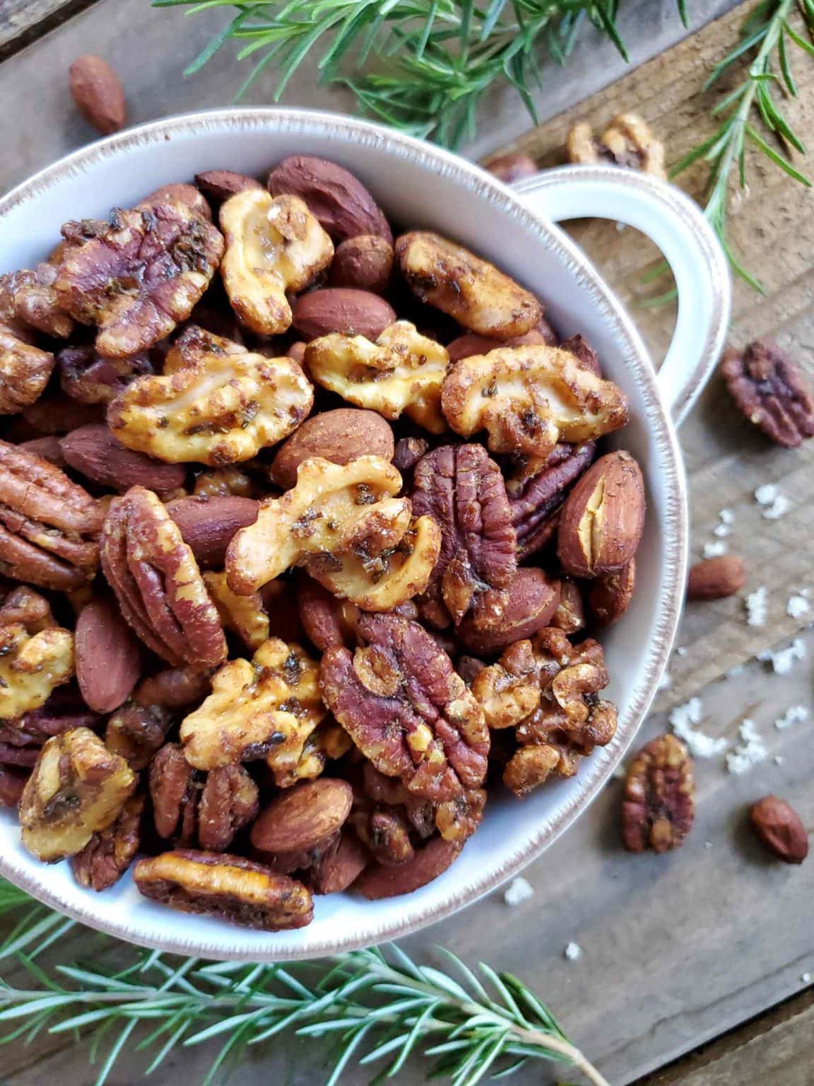 Sweet & Salty Rosemary Roasted Mixed Nuts Recipe ~ Homestead and Chill