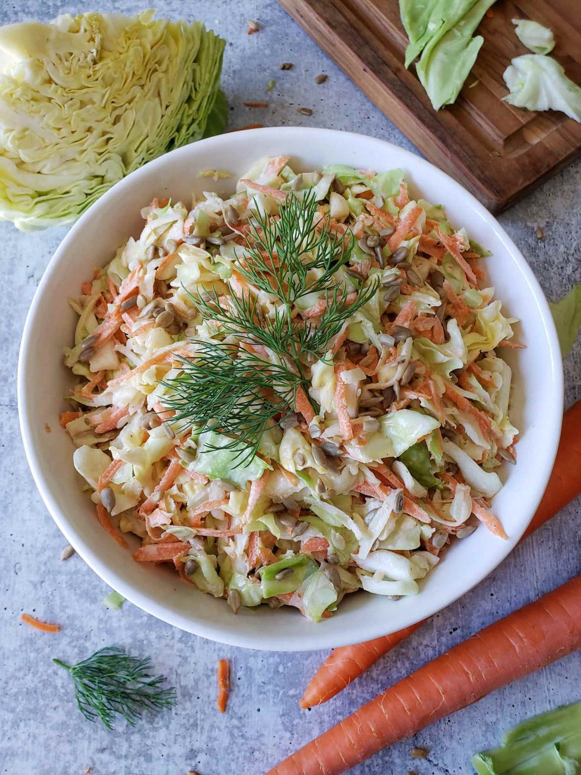 Tangy Coleslaw Recipe with Sunflower Seeds (optional) ~ Homestead and Chill