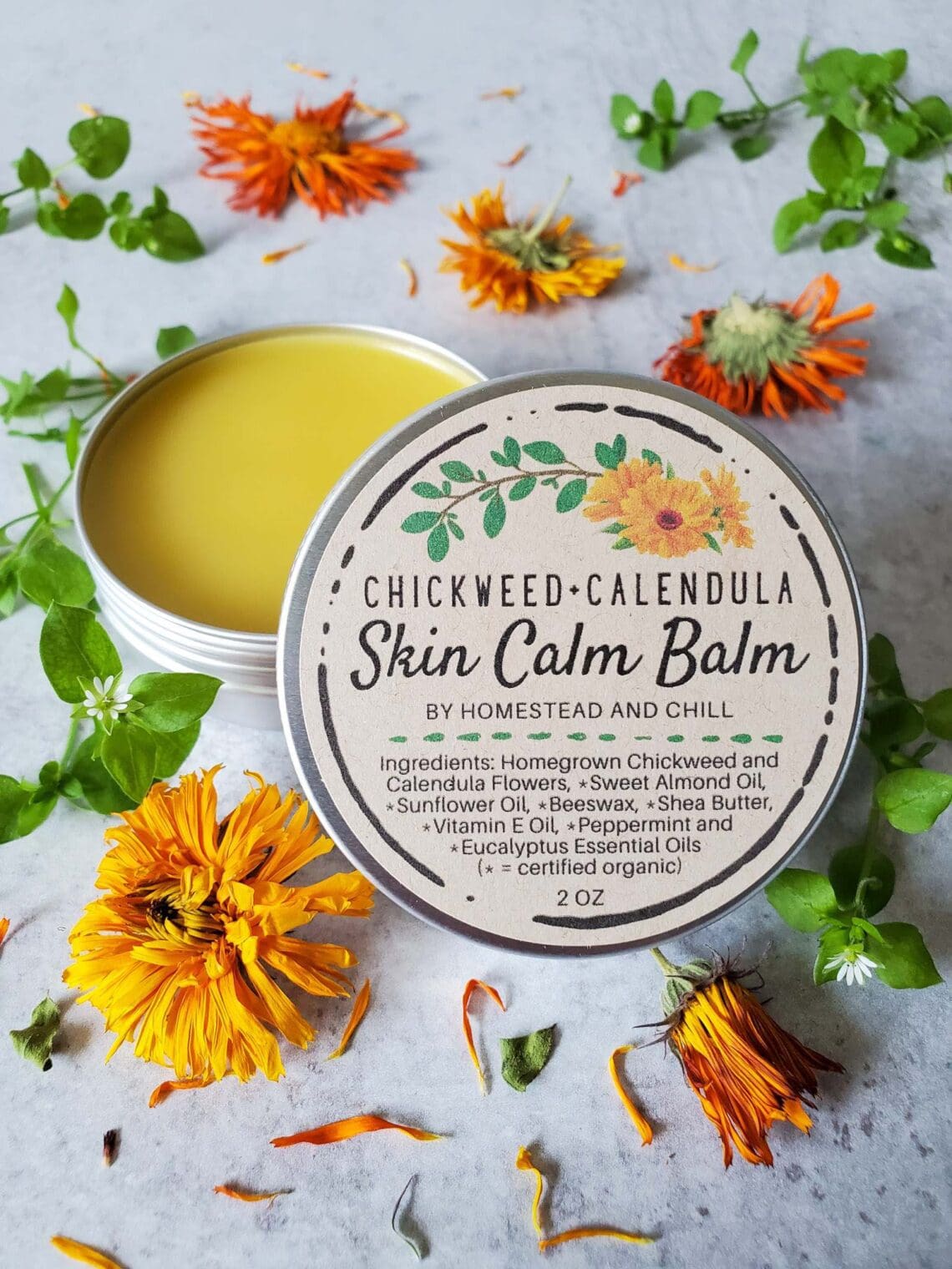 Skin Calm Balm (Calendula & Chickweed) ~ Homestead and Chill