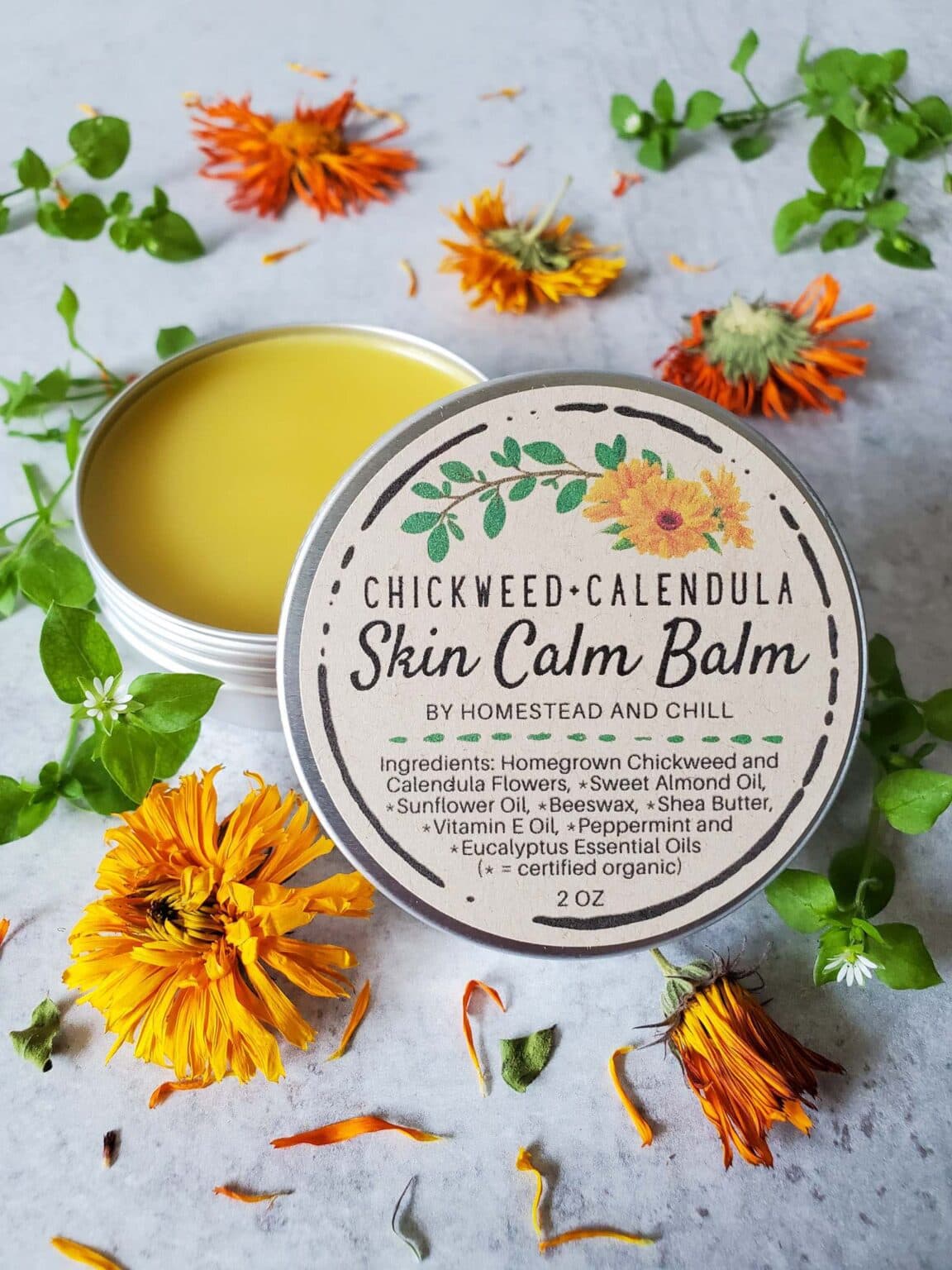 Skin Calm Balm (Calendula & Chickweed) ~ Homestead and Chill