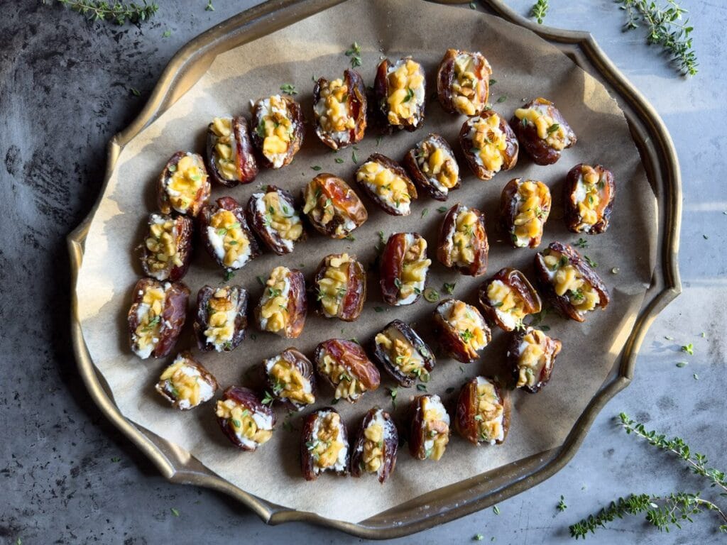 Easy Stuffed Dates with Goat Cheese, Nuts, Honey and Thyme ~ Homestead ...