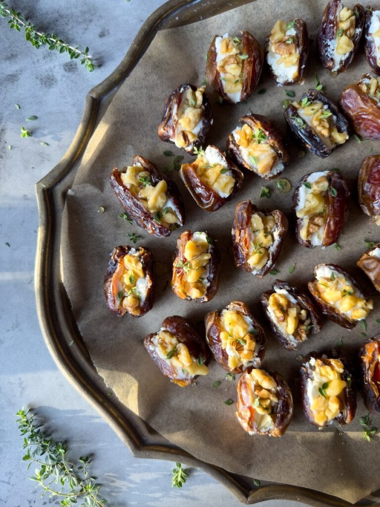Easy Stuffed Dates with Goat Cheese, Nuts, Honey and Thyme ~ Homestead ...