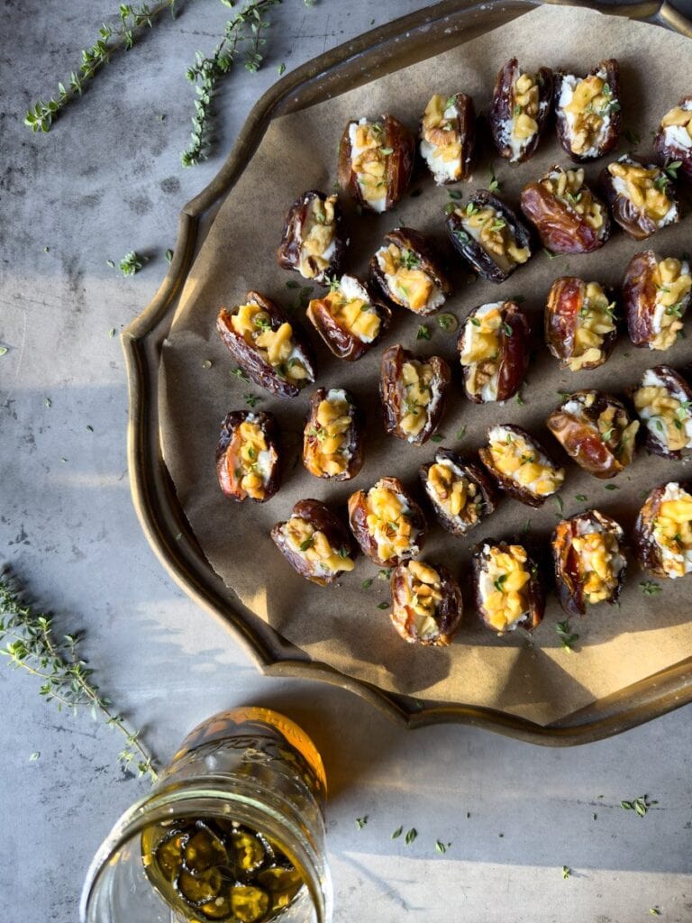 Easy Stuffed Dates with Goat Cheese, Nuts, Honey and Thyme ~ Homestead ...