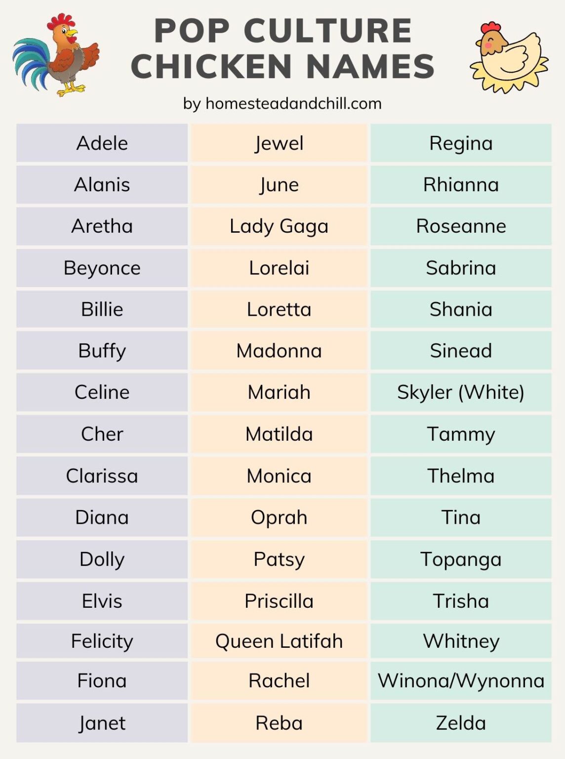 500+ Best Chicken Names: Funny, Cute, Unique, Puns and More ~ Homestead ...